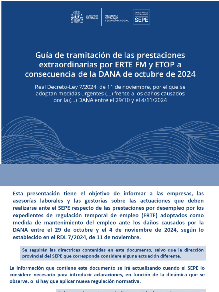 Guia - de - Tramitacion - Prestaciones - ERTE - ETOP - y - FM - DANA - OCT24 v-3 | PDF