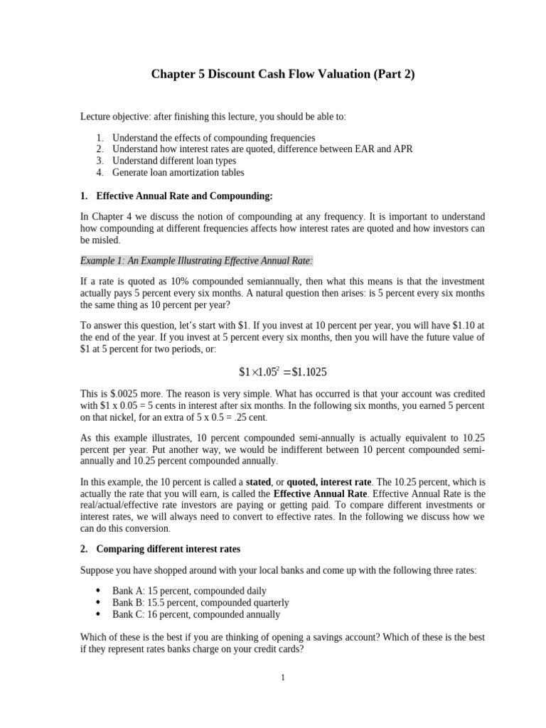 Chapter 5 Discount Cash Flow Part 2 | PDF | Annual Percentage Rate | Loans