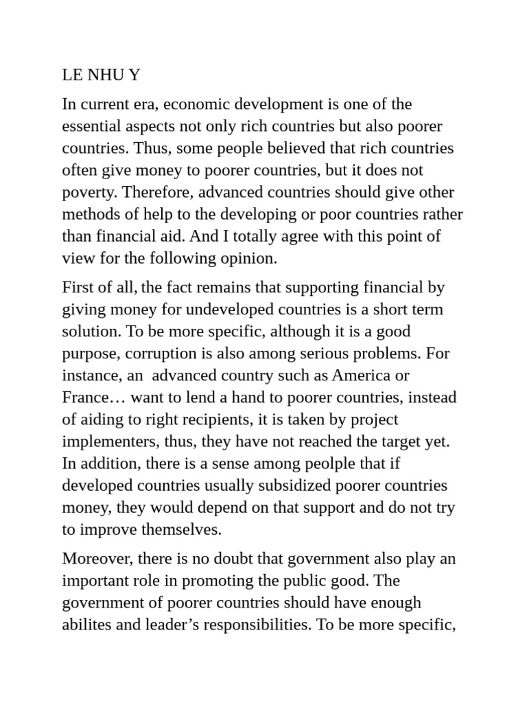 Writing Task 2 (Rich Countries and Poorer Countries) | PDF