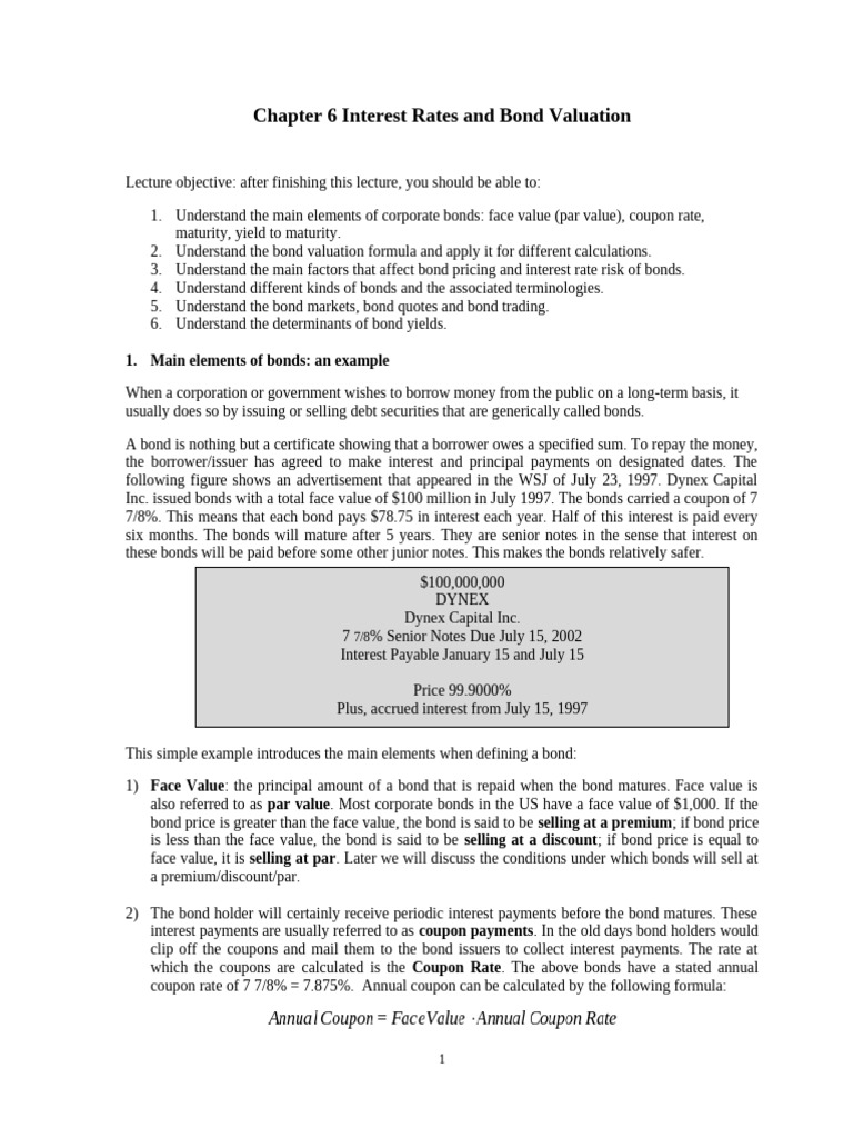 Chapter 6 Interest Rates and Bond Valuation | PDF | Bonds (Finance ...