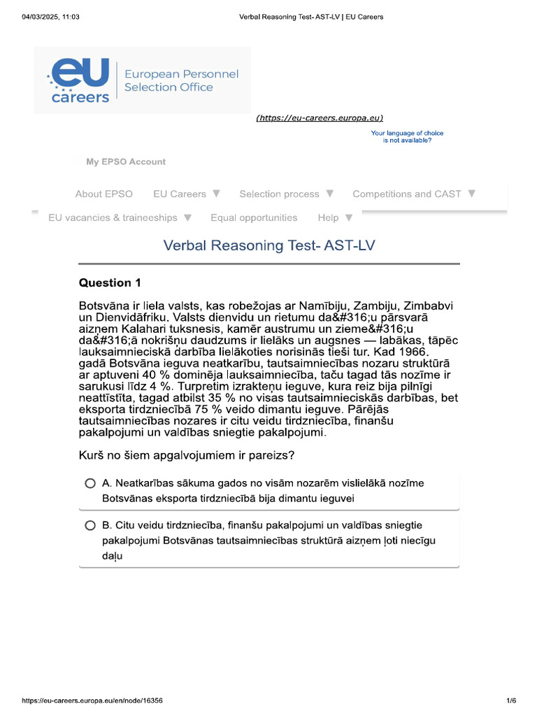 Epso Verbal Reasoning LV | PDF