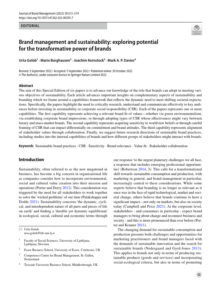 Sustainable Branding and CSR Insights | PDF | Corporate Social ...