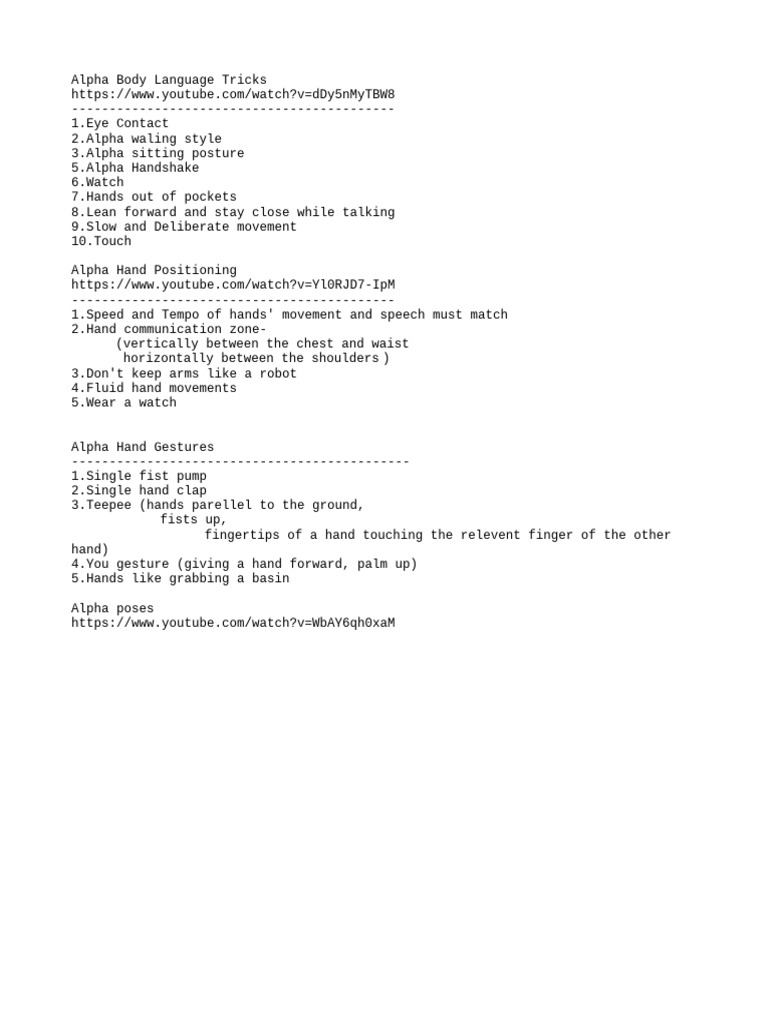 Alpha Body Language | PDF
