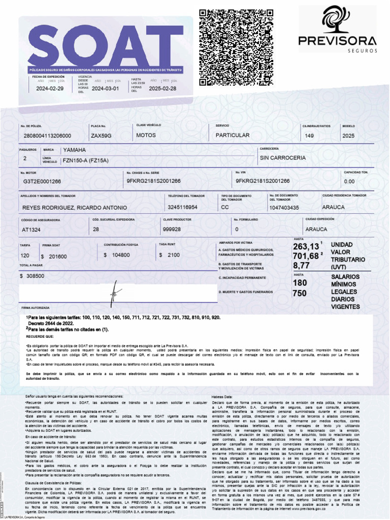 Póliza SOAT 2024: Recomendaciones y Datos | PDF | Póliza de seguros ...