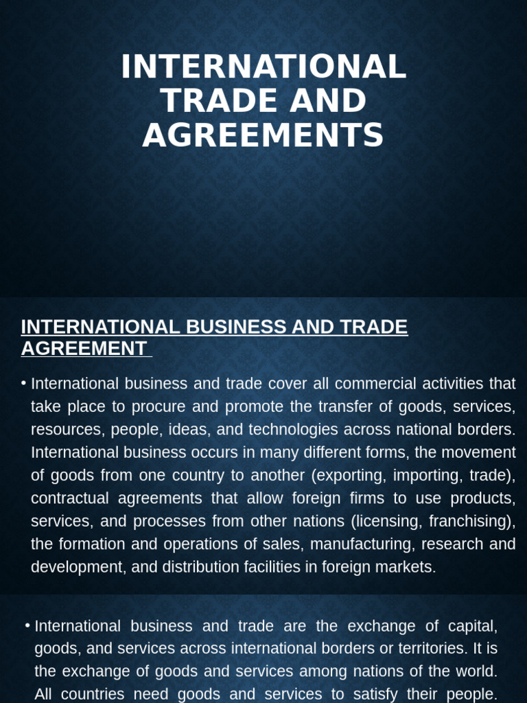 International Trade and Agreements Overview | PDF | Protectionism | Tariff