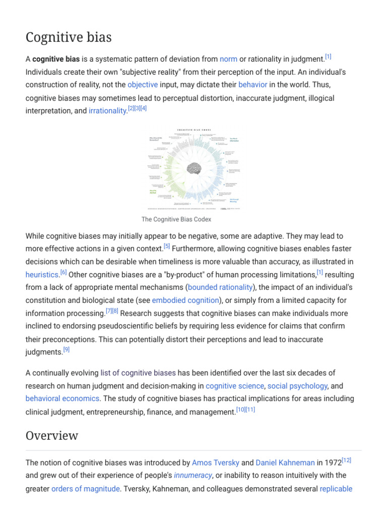 Cognitive Bias - Wikipedia | PDF | Psychology | Bias