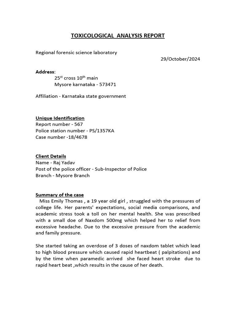 Toxicology Report: Naxdom Overdose Case | PDF | Thin Layer ...