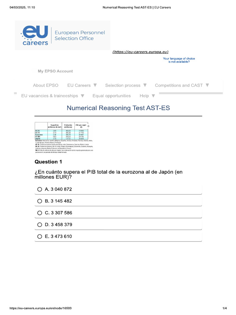 Numerical Reasoning Epso Es | PDF