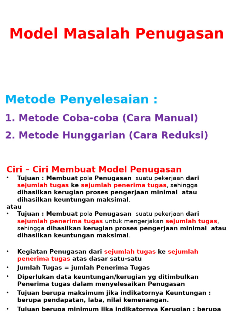 Model Penugasan Dan Metode Hungarian | PDF