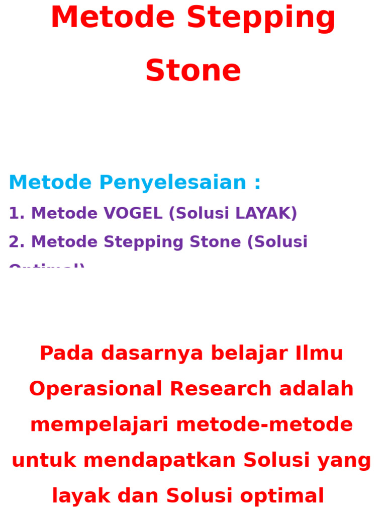 Metode Stepping Stone untuk Solusi Optimal | PDF