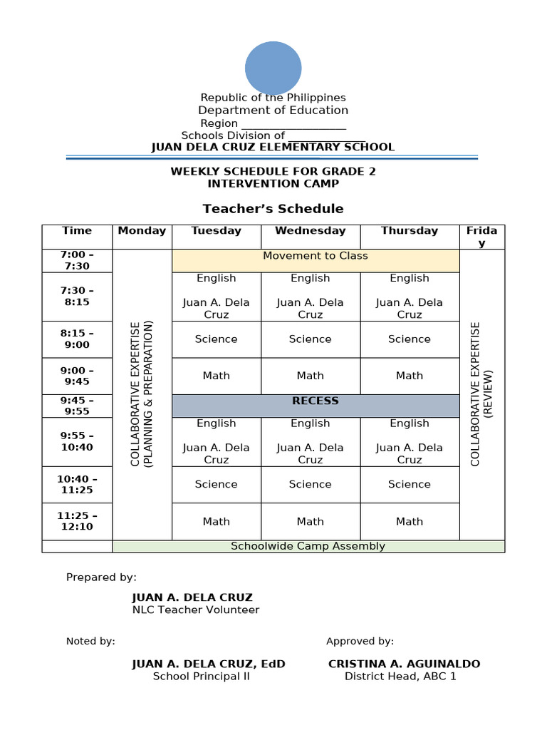 NLC Teachers Schedule 2025 | PDF