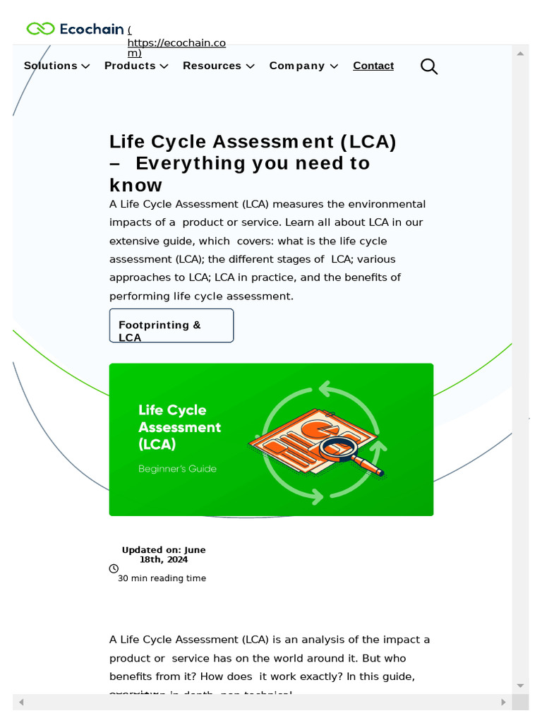 Understanding Life Cycle Assessment (LCA) | PDF | Life Cycle Assessment ...
