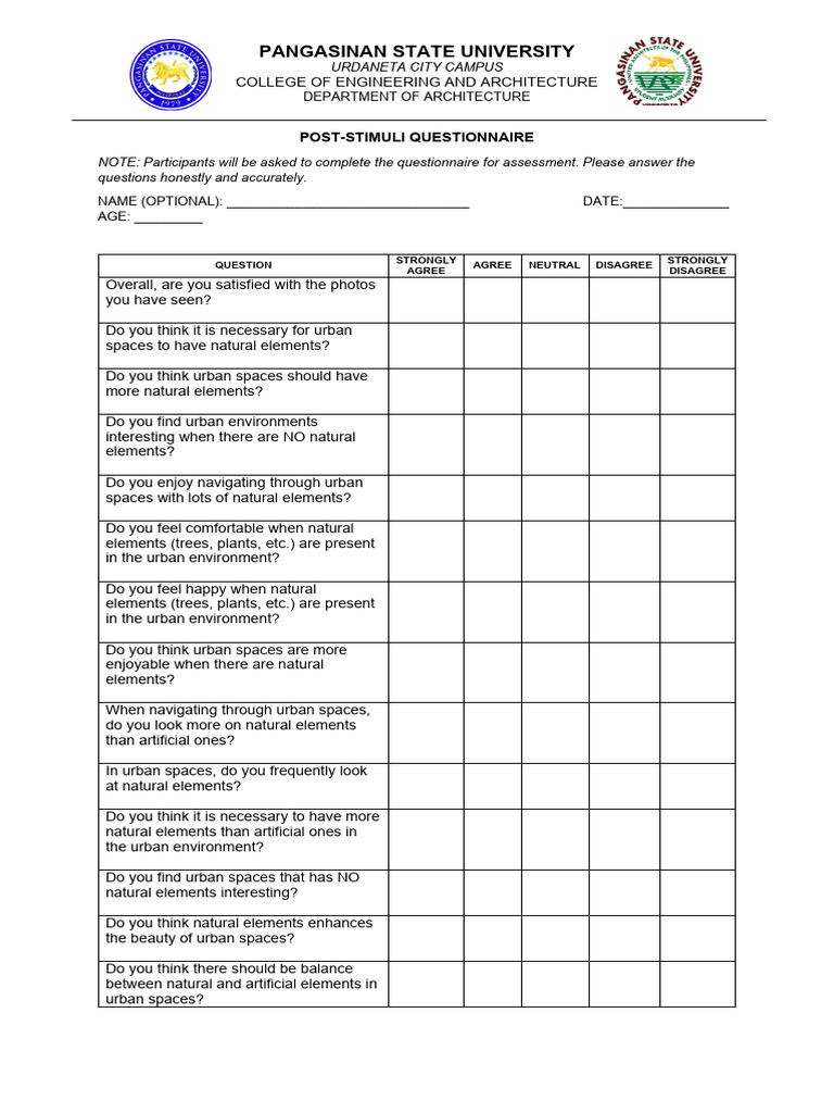 Questionnaires | PDF