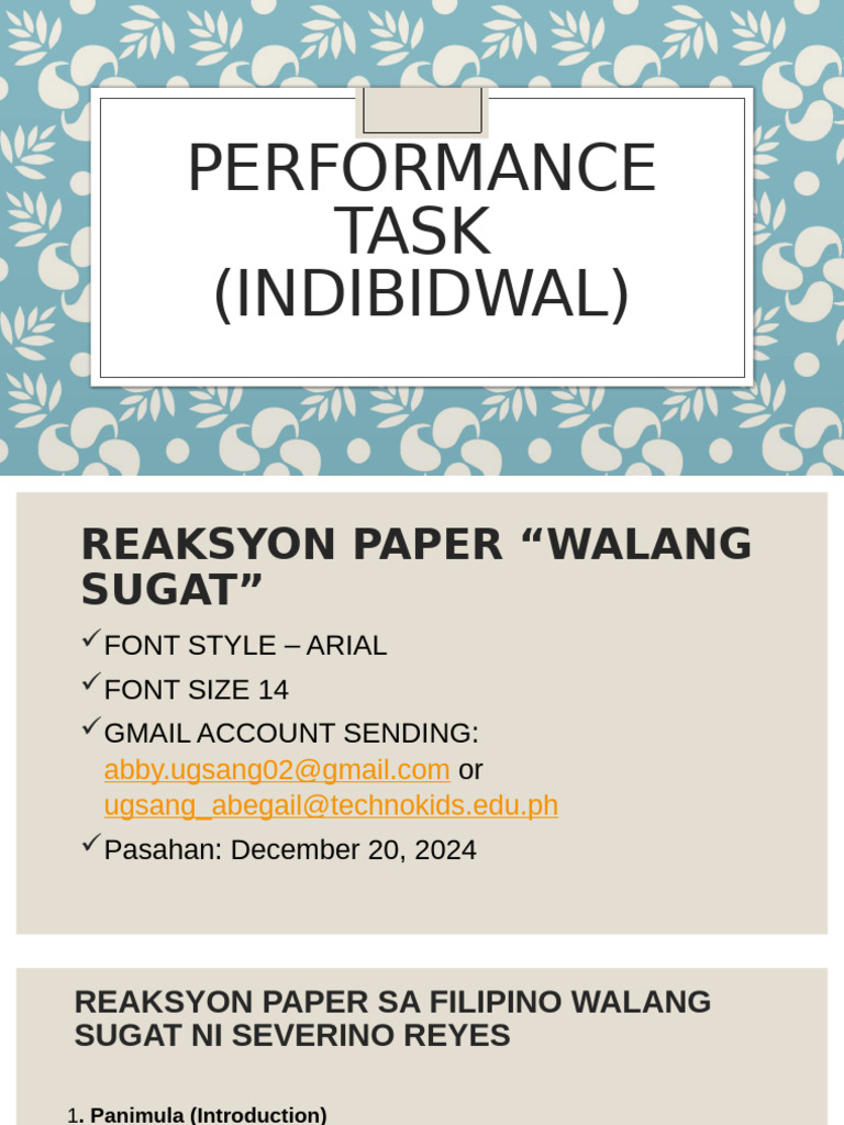 Reaksyon Paper Walang Sugat | PDF