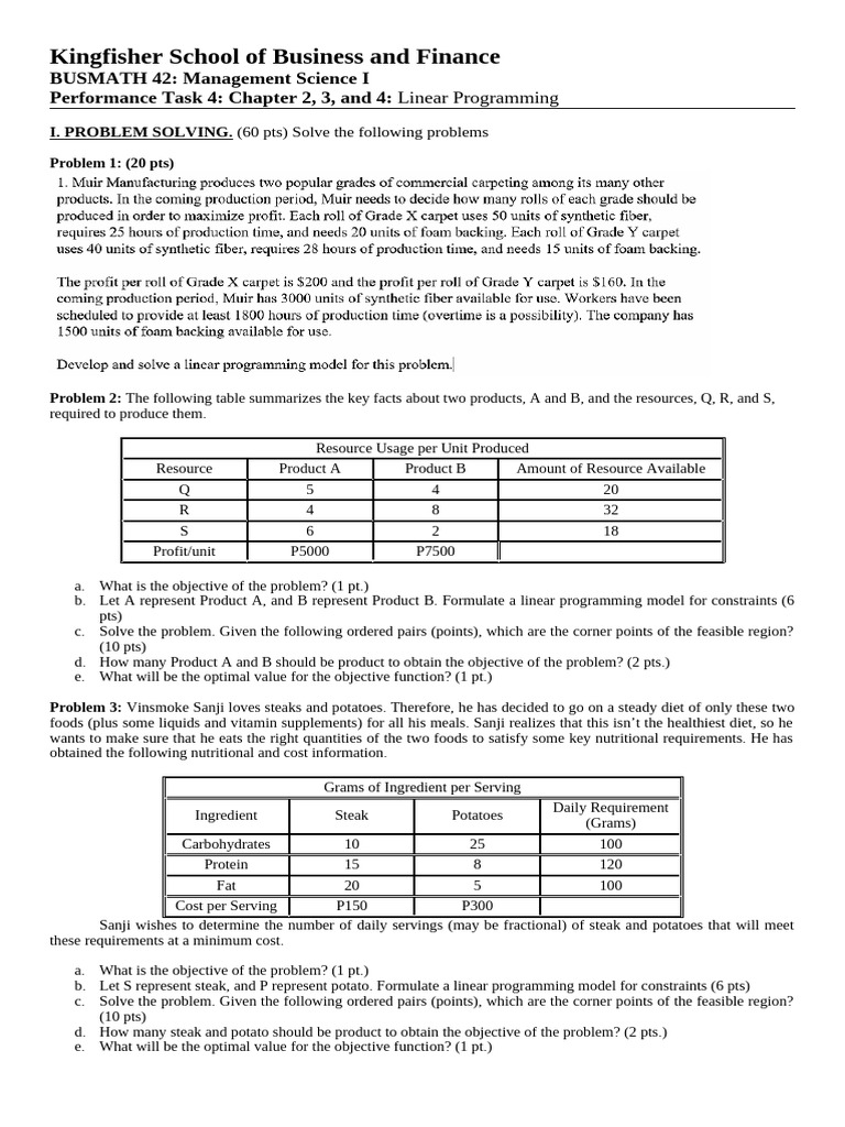 Pt 4 Ch 234 Linear Programming Pdf Linear Programming Mathematical Optimization
