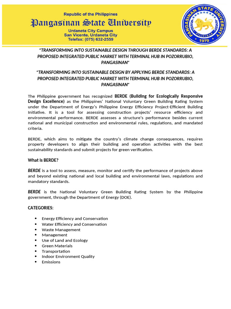 Transforming Into Sustainable Design Through Berde Standards | PDF ...