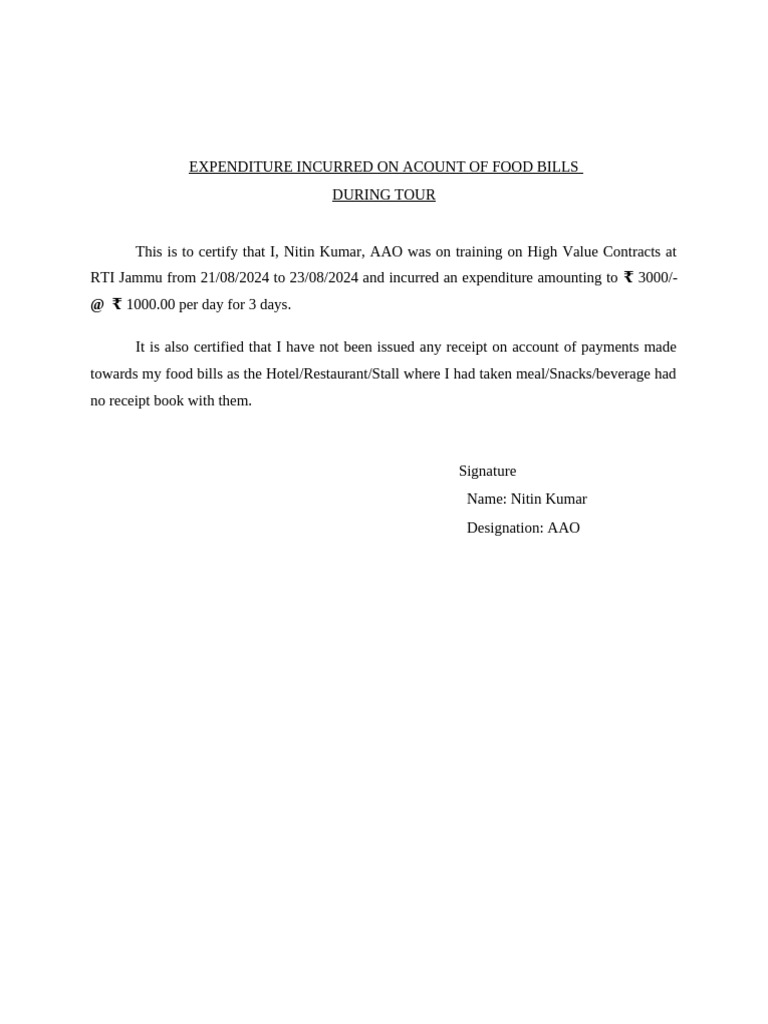 TA Bill Format | PDF