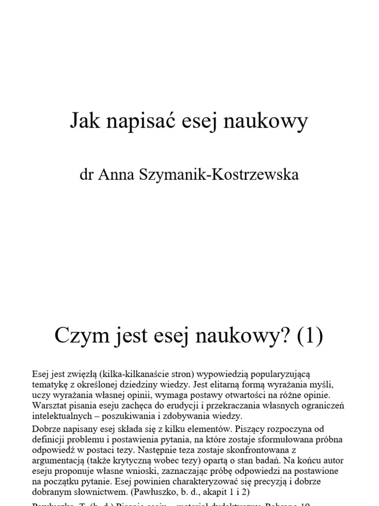 Jak Napisaä Esej Naukowy | PDF
