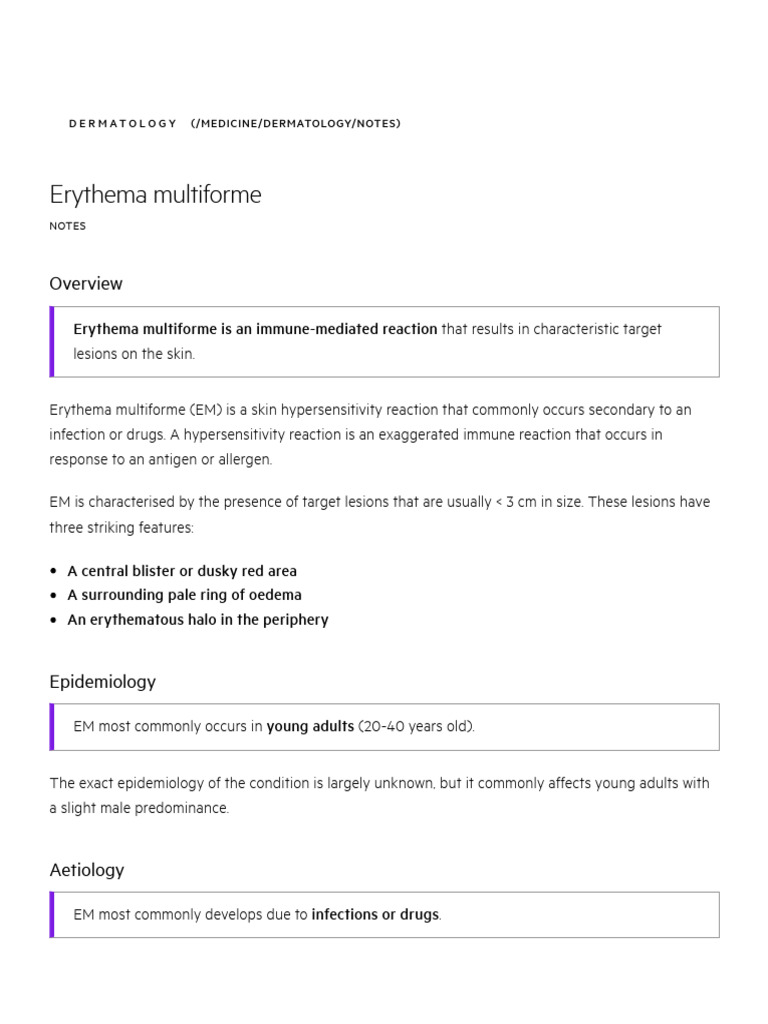 Pulsenotes - Erythema Multiforme | PDF | Hematology | Human Diseases ...