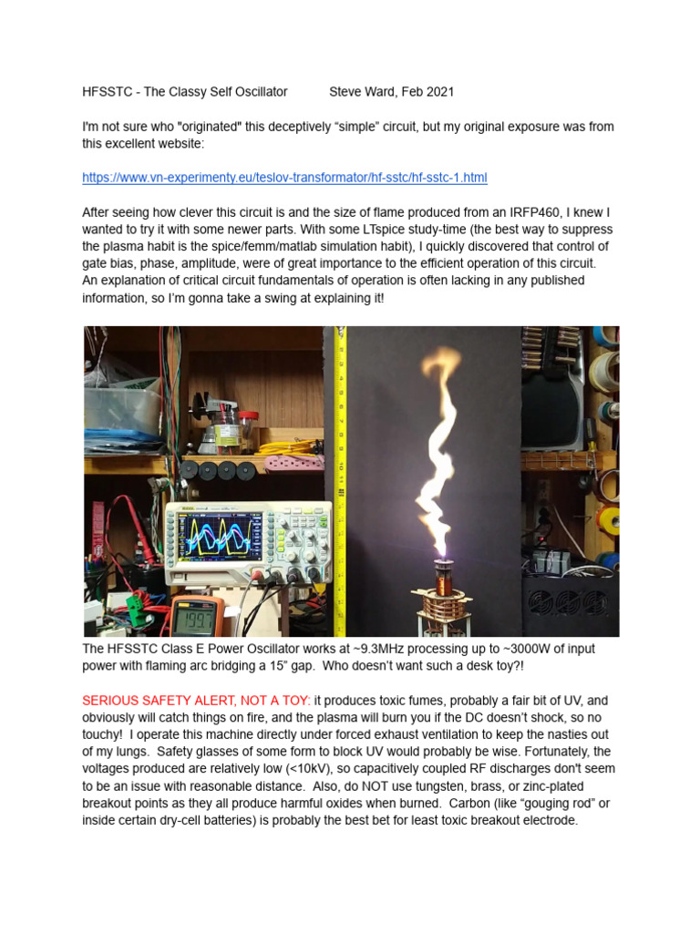 HFSSTC Class E Power Oscillator Guide | PDF | Electronic Oscillator ...