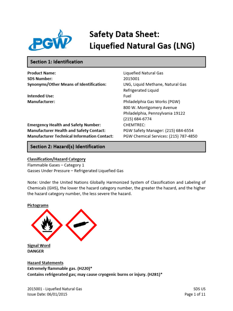 LNG Safety Data Sheet Overview | PDF | Liquefied Natural Gas | Combustion
