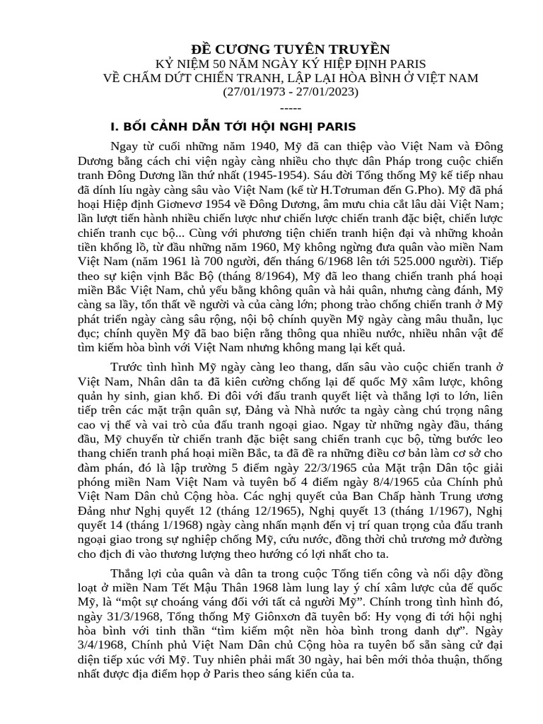 De Cuong Tuyen Truyen 50 Nam Ky Hiep Dinh Paris | PDF