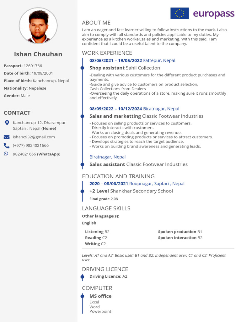 Ishan cv europass | PDF | Learning | Human Communication