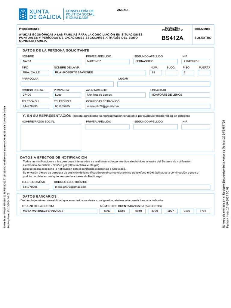 Solicitud BS412A 20241017 | PDF | Política | Politica social