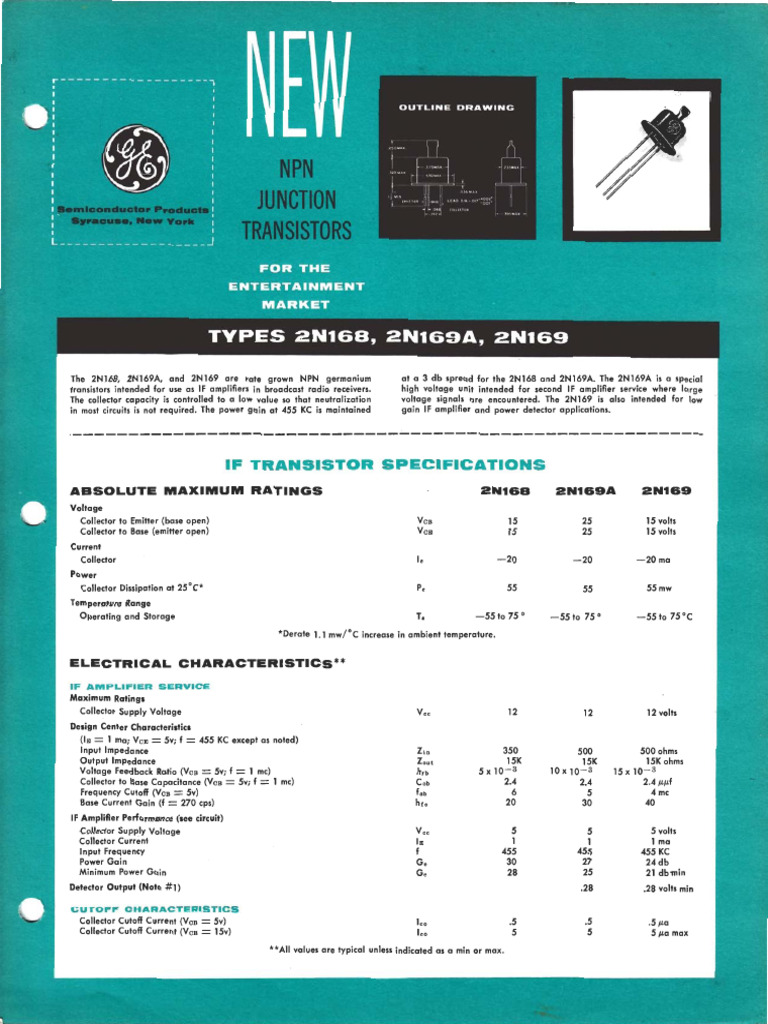 Ge - 2n168a 2N168 2n169a 2N169 2N170 | PDF