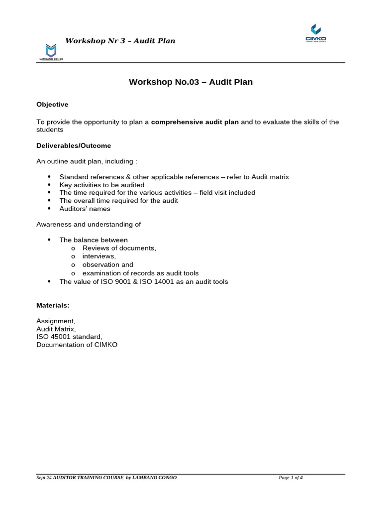 Workshop NR 3 Audit Plan 45K | PDF