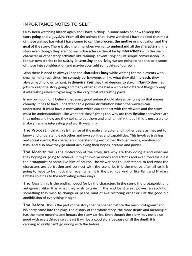 Manga Notes to Self | PDF