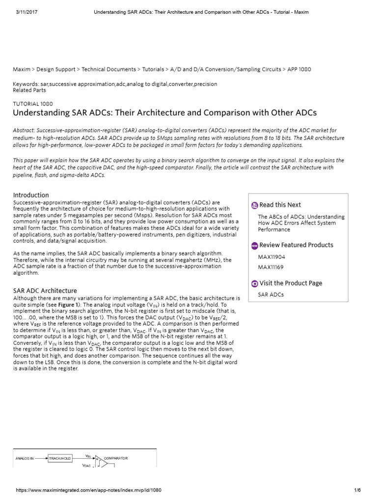 Understanding SAR ADCs - Their Architecture and Comparison With Other ...