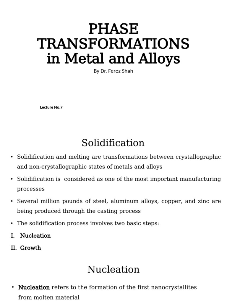Lecture 7 Phase Transformations in Metal and Alloys | PDF | Freezing ...