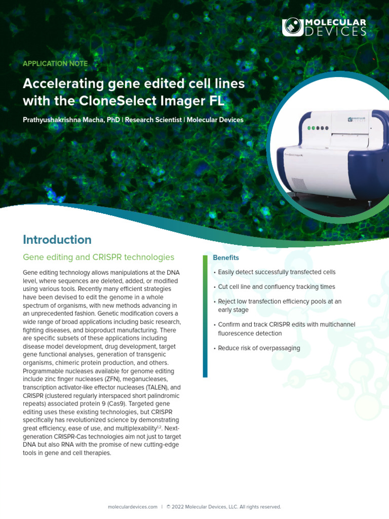 Accelerating Gene Edited Cell Lines With The Cloneselect Imager FL | PDF | Biotechnology | Cell ...
