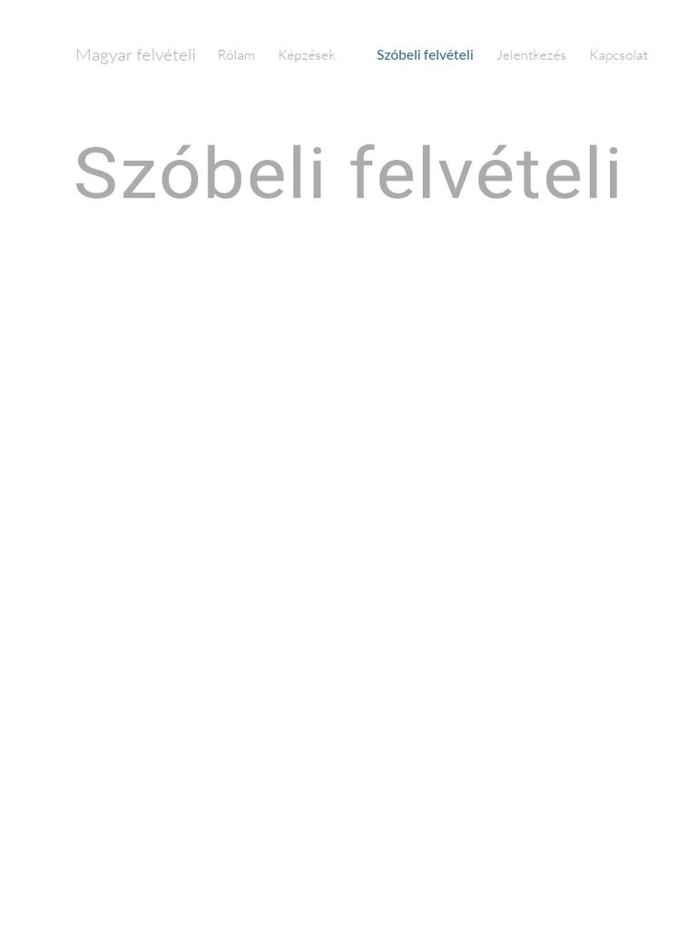 Magyar Felvételi - Szóbeli Felvételi | PDF