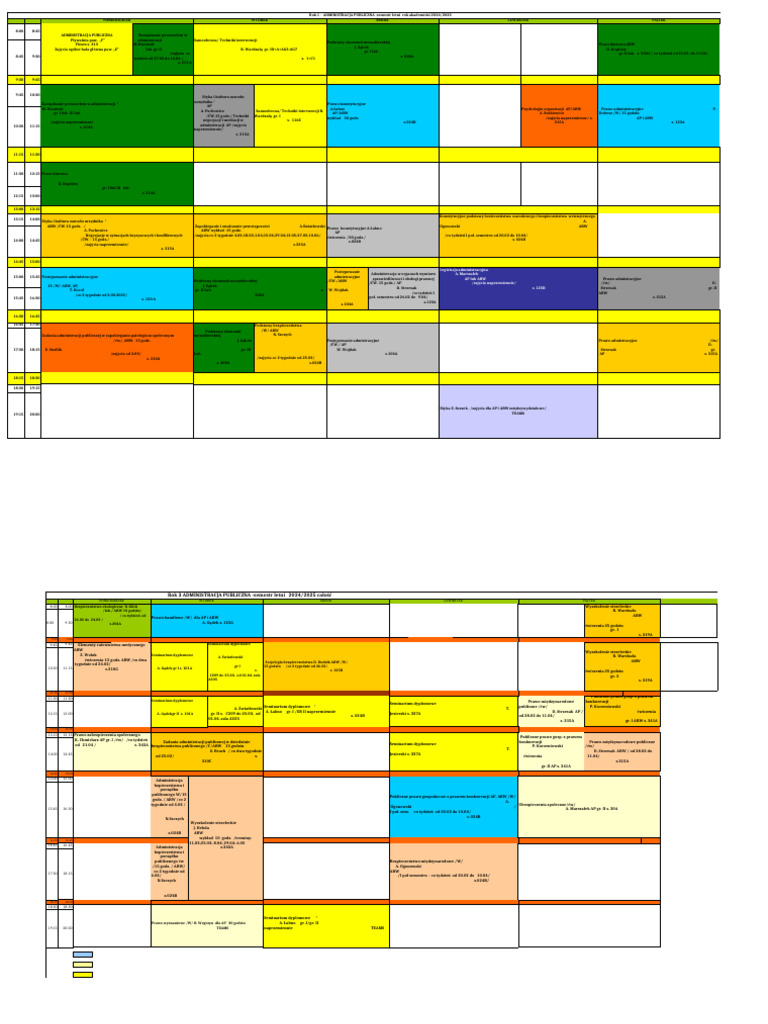 Harmonogram AP I Stopien Semestr Letni 2024 2025 - Kopia 1 | PDF