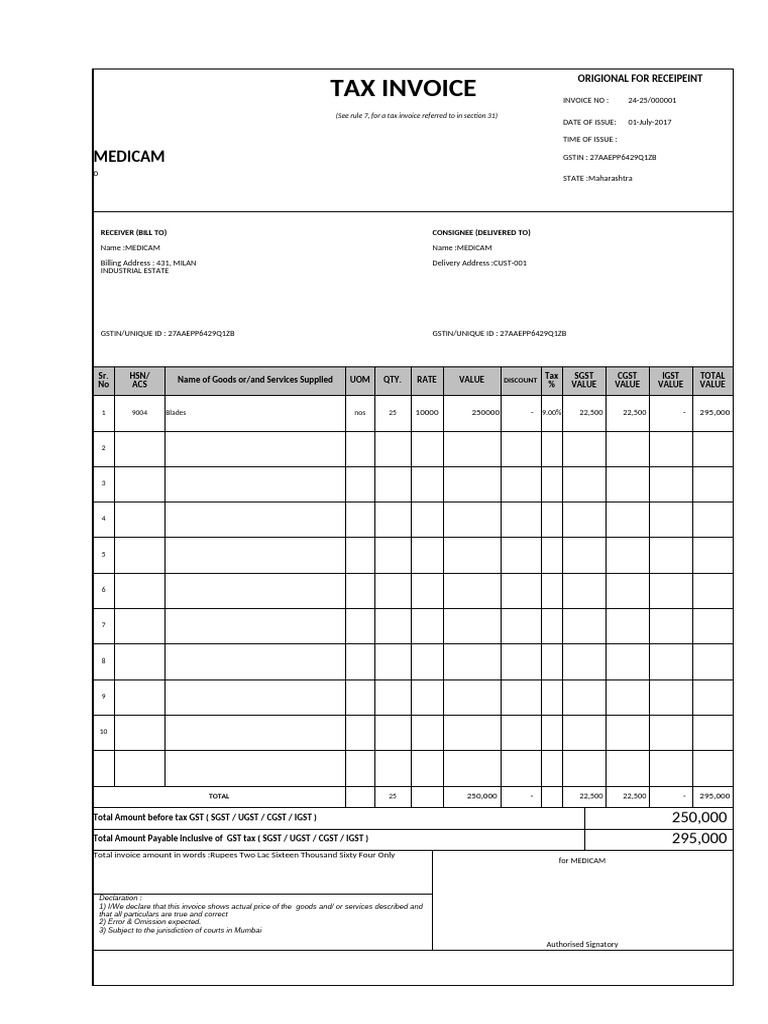 Bill Format | PDF | Invoice | Taxes