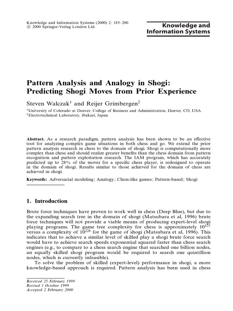 Pattern Analysis and Analogy in Shogi PR | PDF | Cognition | Chess