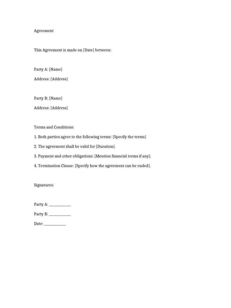 Generic Agreement Template | PDF