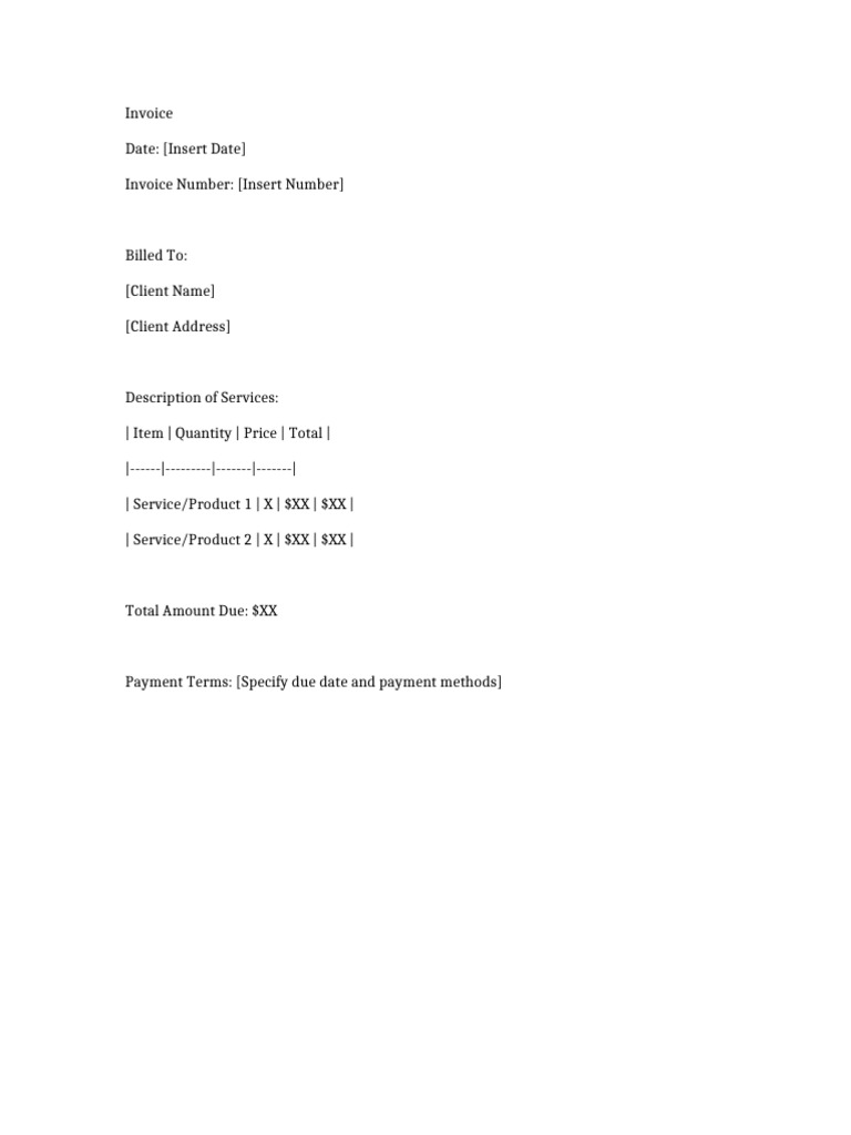 Blank Invoice Template Pdf