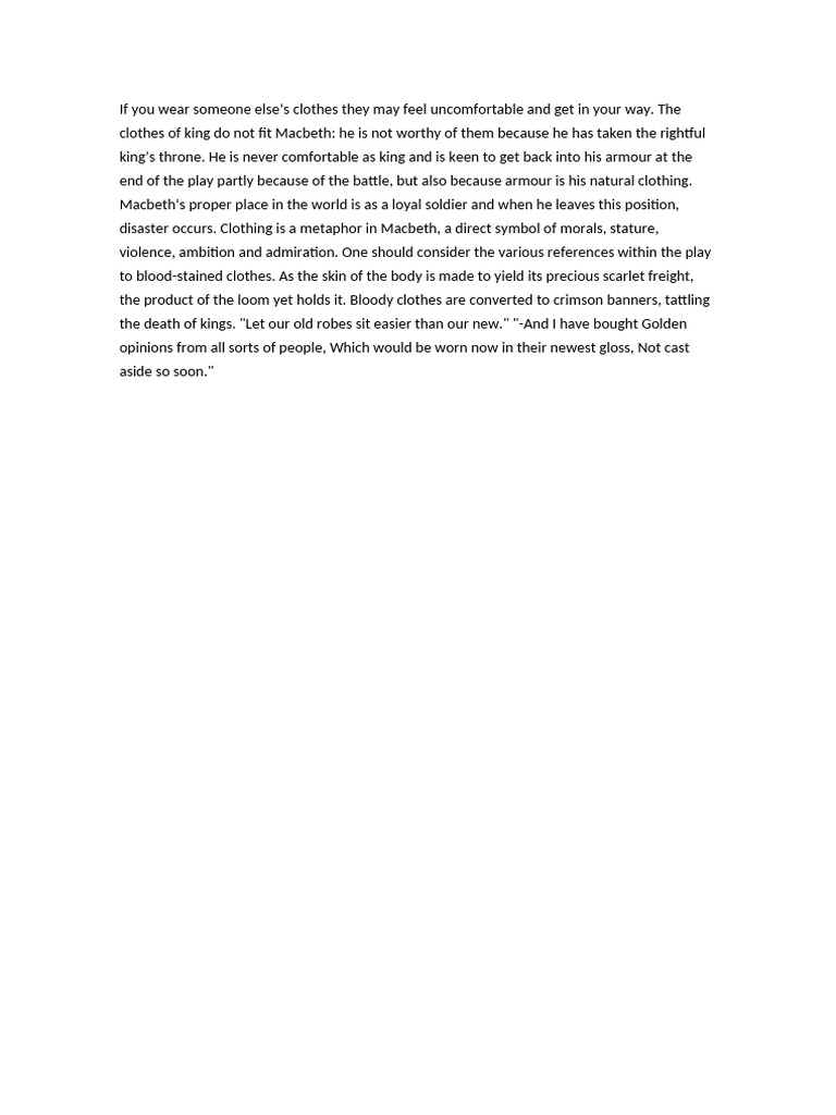 Theme of Clothing in Macbeth-Paragraph 7 | PDF