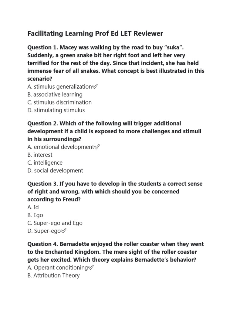 Facilitating Learning Prof Ed LET Reviewer | PDF | Learning | Thought