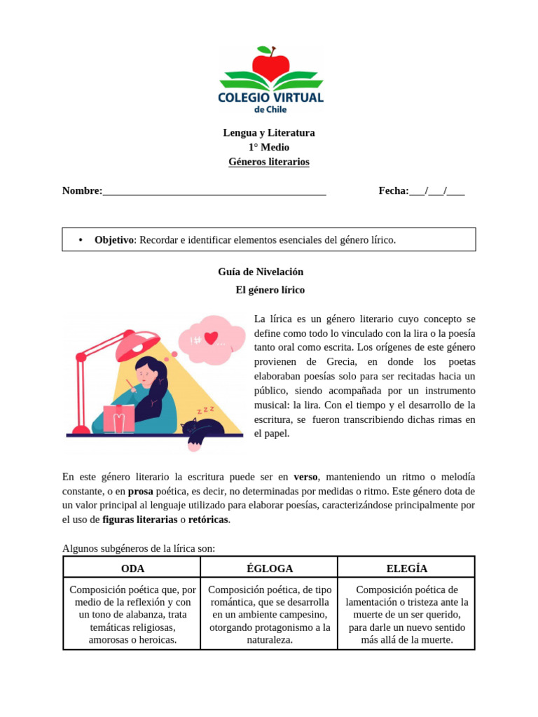 001 1m Lengua y Literaura Clase3 Teórico Práctico Unidad 2 Género ...