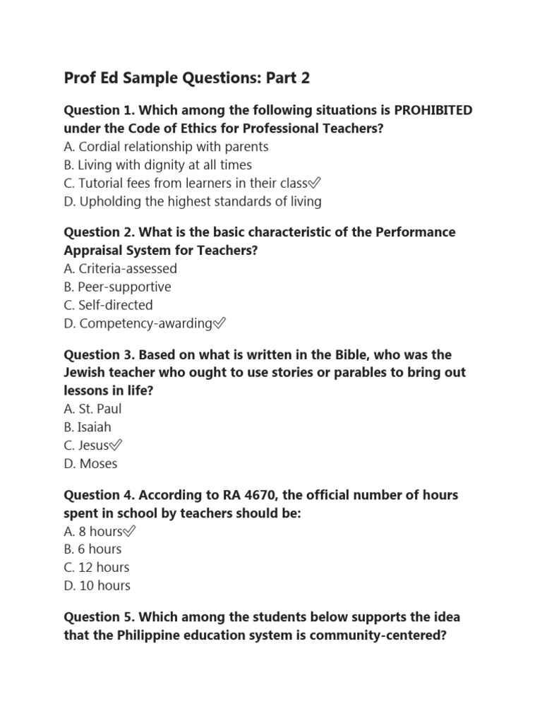 Prof Ed Sample Questions Part 2 | PDF | Learning | Teachers