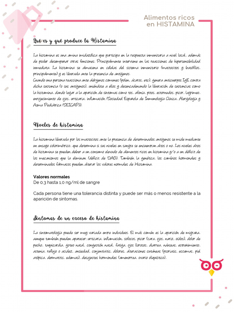 Frutas y alimentos altos en histamina | PDF | Alergia | Vegetales
