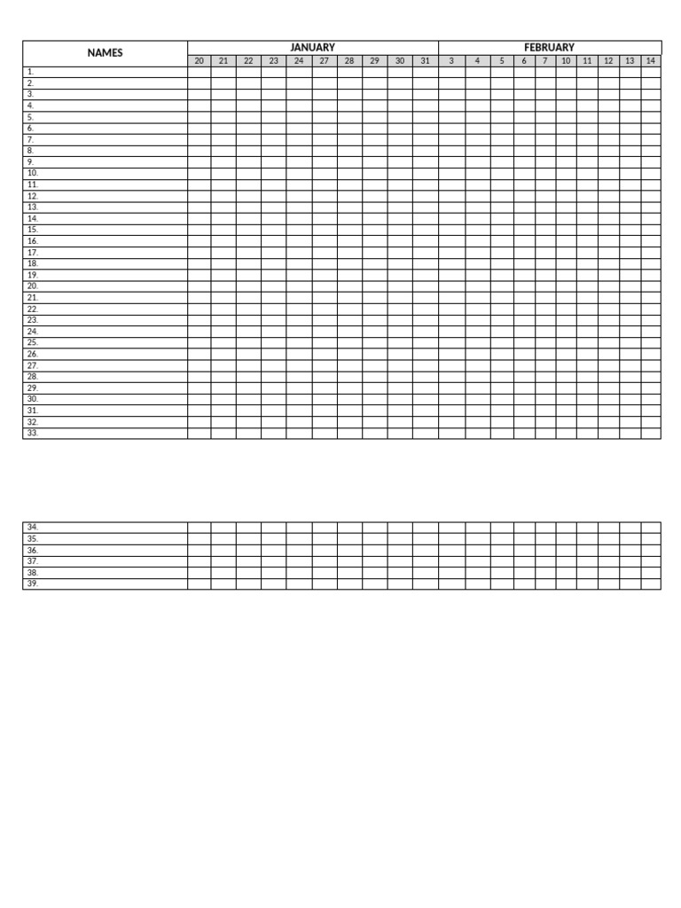 Names Template | PDF