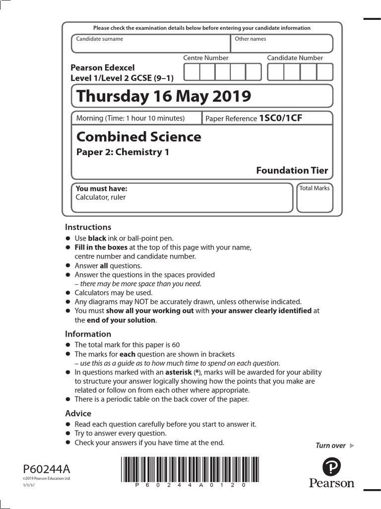 GCSE Combined Science Chemistry Paper | PDF | Oxide | Diet & Nutrition