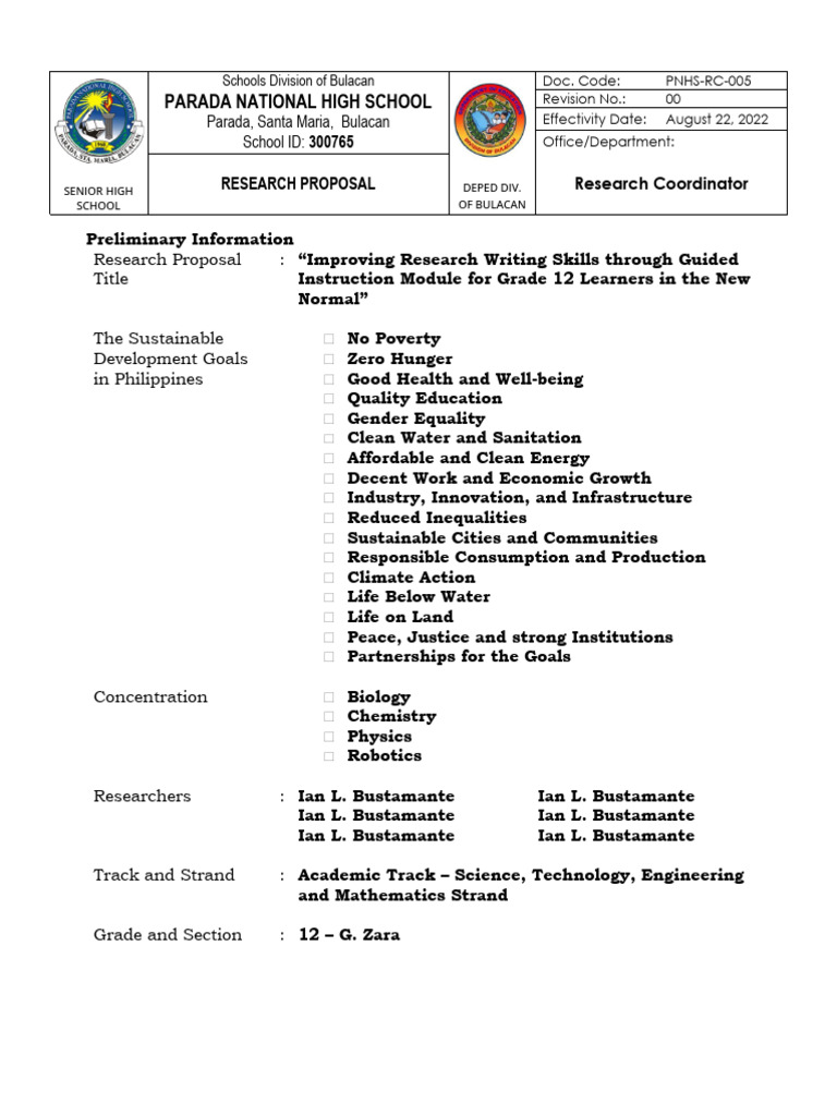 Research Proposal Form Stem | PDF | Methodology | Learning