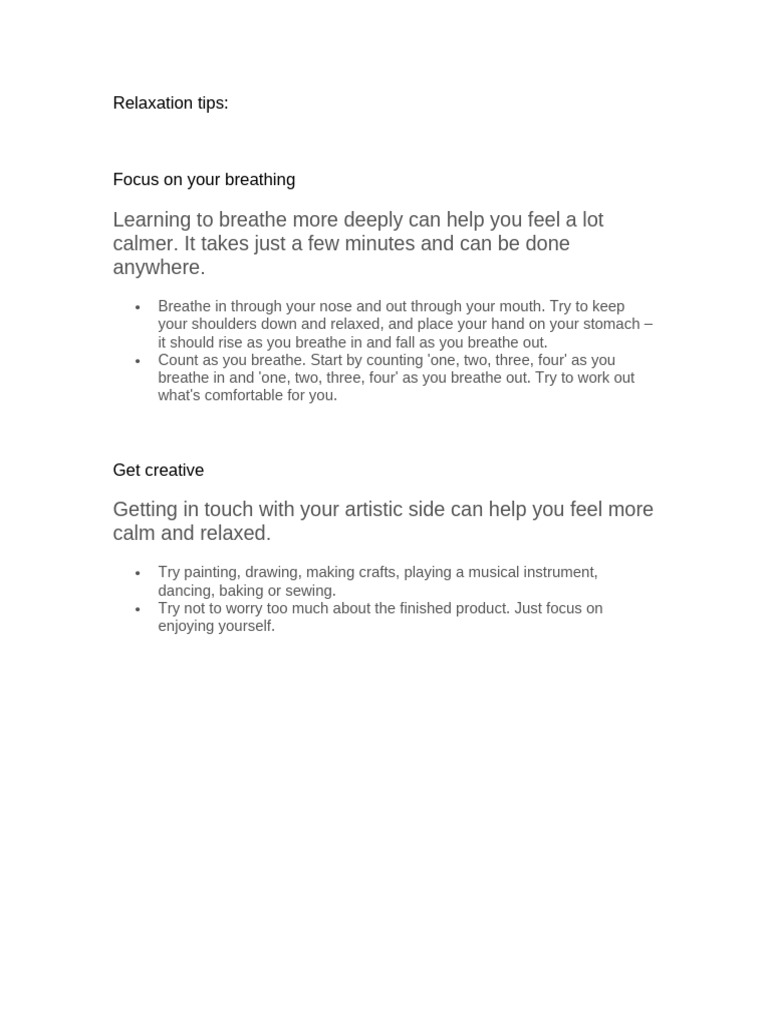 Relaxation Techniques: Breathing & Creativity | PDF