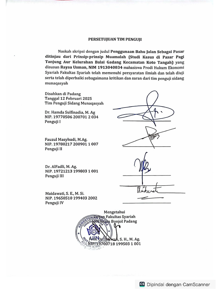 Persetujuan Tim Penguji | PDF